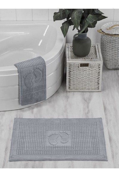 Casnack gri 2 Adet 520 Gr. Ayak Havlusu-Paspas