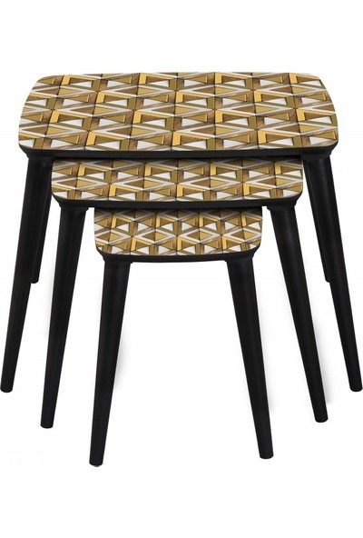 Zerenland Mdf Hıgh Gloss 3lü Dikdörtgen Zigon Camel