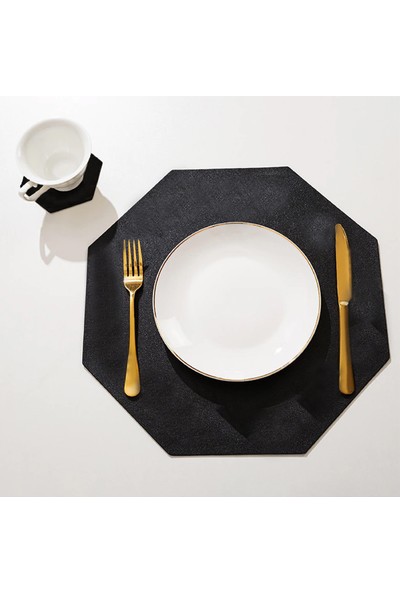 Hayveys 6 Kişilik Lüks Siyah Sekizgen Deri Amerikan Servis Hayveys 6 Kişilik Lüks Siyah Sekizgen Deri Amerikan Servis