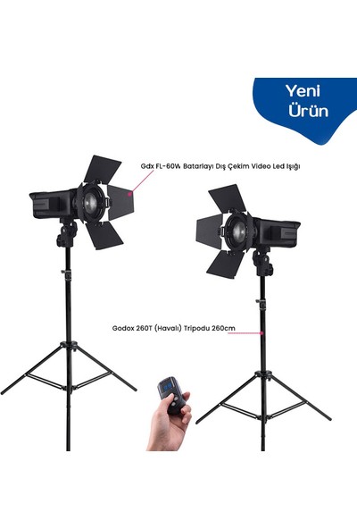 Gdx FL-60W Dış Çekim 2'li Video Led Işığı