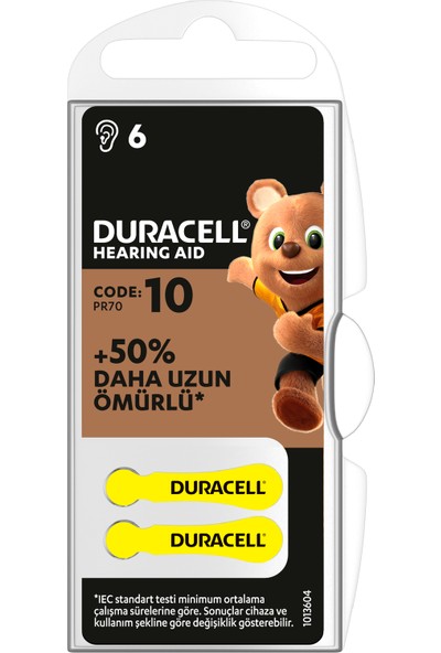 Duracell 10 Numara İşitme Cihazı Pili