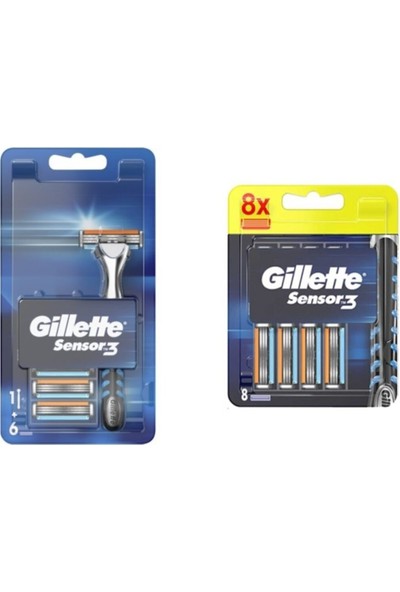 Gillette Sensör 3 Tıraş Makinesi + 14 Yedek Tıraş Bıçağ Gillette Sensör 3 Tıraş Makinesi + 14 Yedek Tıraş Bıçağ