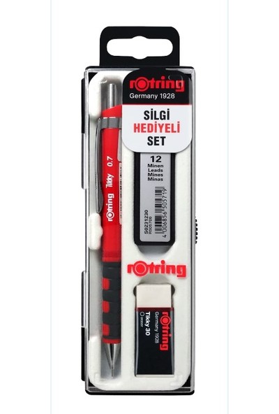 Rotring Tikyy 0.7 Kırmızı Versatil Kalem+Silgi+Uç Blister Okul Seti Rotring Tikyy 0.7 Kırmızı Versatil Kalem+Silgi+Uç Blister Okul Seti