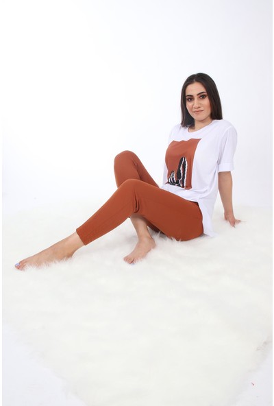 Sara Modex Baskılı Tişörtlü Paça Dikişli Takım Sara Modex Baskılı Tişörtlü Paça Dikişli Takım