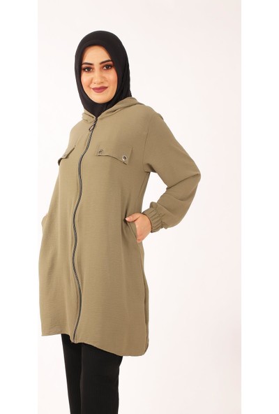 Sara Modex SR55004 Fermuarlı Cepli Kısa Ayrobi Kap Sara Modex SR55004 Fermuarlı Cepli Kısa Ayrobi Kap