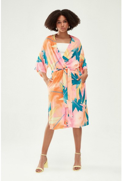 Quzu Desenli Uzun Kimono Turuncu Quzu Desenli Uzun Kimono Turuncu