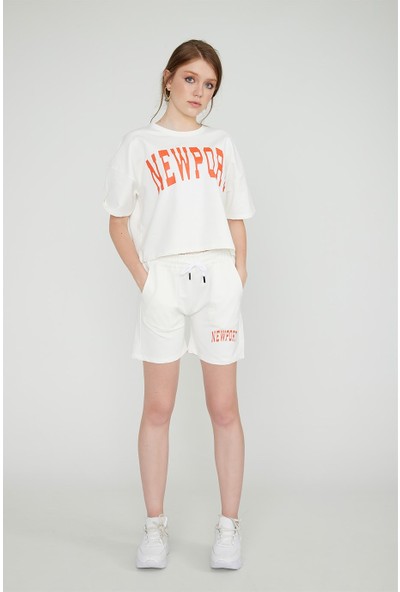 Hanger Ekru Crop Şort Takım