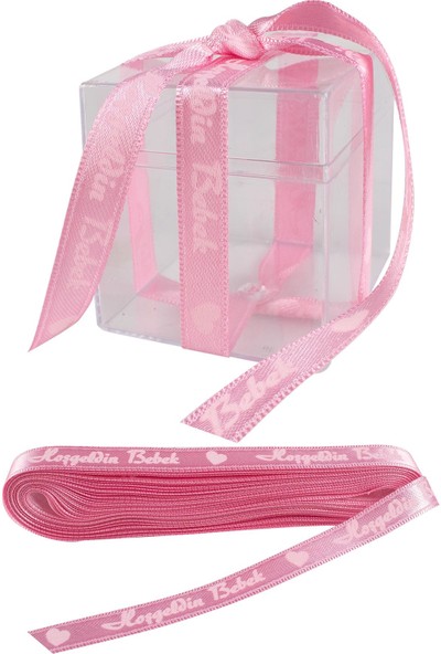 Kına Atölyesi Hoşgeldin Bebek Baskılı Saten Kurdela 1cm 10 Mt