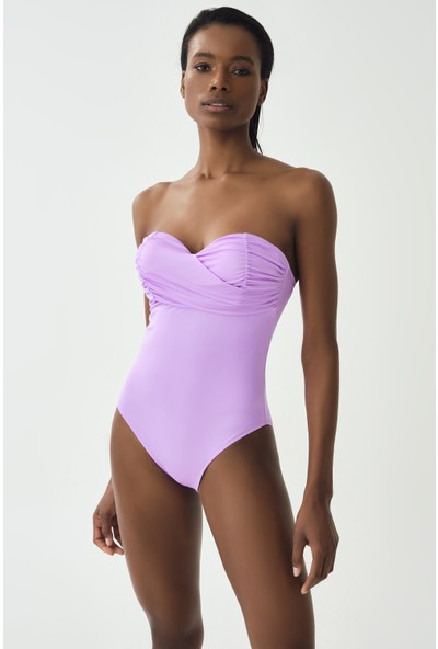 Dagi Lila Kaplı Straplez Mayo