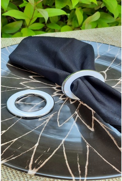 E-Sanat Evi 6 Adet Gümüş Dalgalı Halka Peçete Yüzüğü