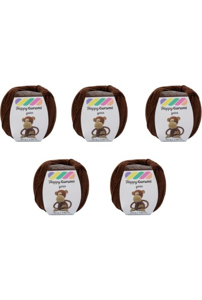 Happy Yarn Happy Gurumi Kahverengi Amigurumi Ipi 5'li Paket