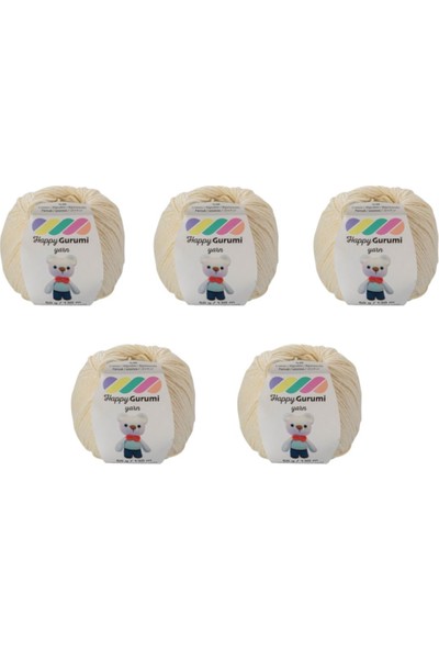 Happy Yarn Happy Gurumi Kırık Beyaz Amigurumi Ipi 5'li Paket