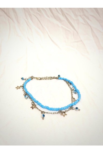 AnkaArt Kadın Gümüş Kararmaz Nazar Boncuklu 2'li Halhal AnkaArt Kadın Gümüş Kararmaz Nazar Boncuklu 2'li Halhal