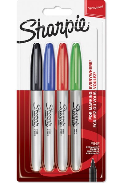Sharpie Permanent Marker Kalem Fine Uç 4 Basic Renk Sharpie Permanent Marker Kalem Fine Uç 4 Basic Renk