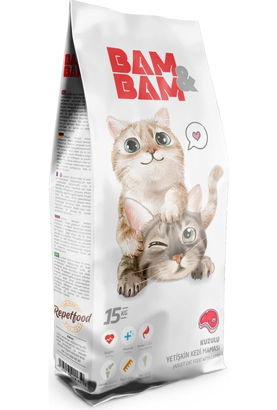 Bam&Bam Kuzu Etli Yetişkin Kedi Maması 15 kg