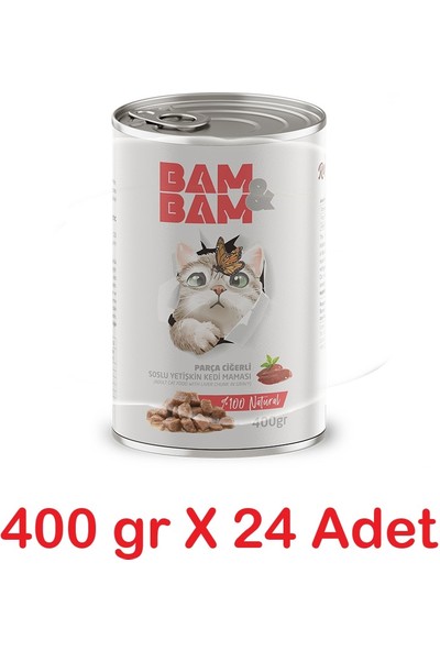 Bam&Bam Ciğerli Yetişkin Kedi Konservesi 400 gr x 24 Adet Bam&Bam Ciğerli Yetişkin Kedi Konservesi 400 gr x 24 Adet