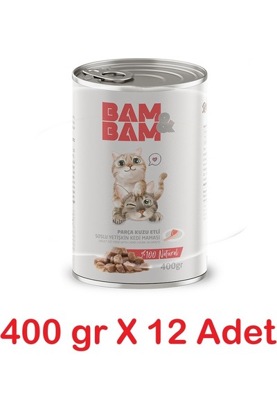 Bam&Bam Kuzu Etli Yetişkin Kedi Konservesi 400 gr x 12 Adet Bam&Bam Kuzu Etli Yetişkin Kedi Konservesi 400 gr x 12 Adet