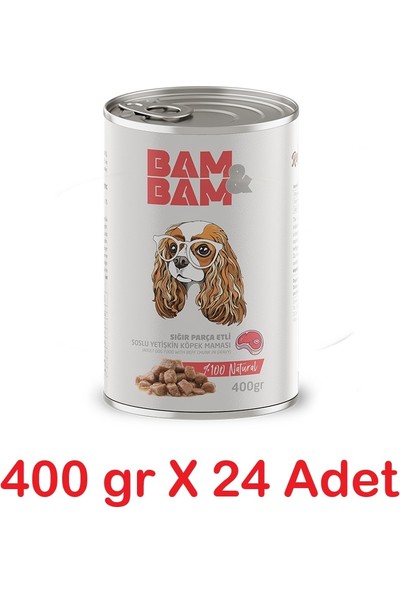 Bam&Bam Sığır Etli Soslu Yetişkin Köpek Konservesi 400 gr x 24 Adet Bam&Bam Sığır Etli Soslu Yetişkin Köpek Konservesi 400 gr x 24 Adet