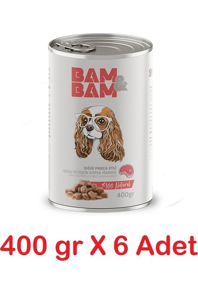 Bam&Bam Sığır Etli Soslu Yetişkin Köpek Konservesi 400 gr x 6 Adet Bam&Bam Sığır Etli Soslu Yetişkin Köpek Konservesi 400 gr x 6 Adet