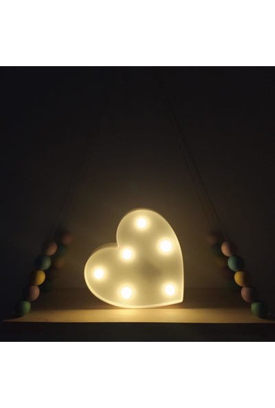 Rengarenk Shop Beyaz Kalp LED Işıklı Gece Lambası Rengarenk Shop Beyaz Kalp LED Işıklı Gece Lambası