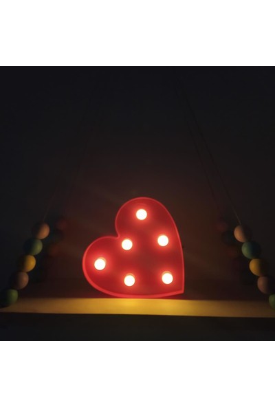 Rengarenk Shop Kırmızı Kalp LED Işıklı Gece Lambası Rengarenk Shop Kırmızı Kalp LED Işıklı Gece Lambası