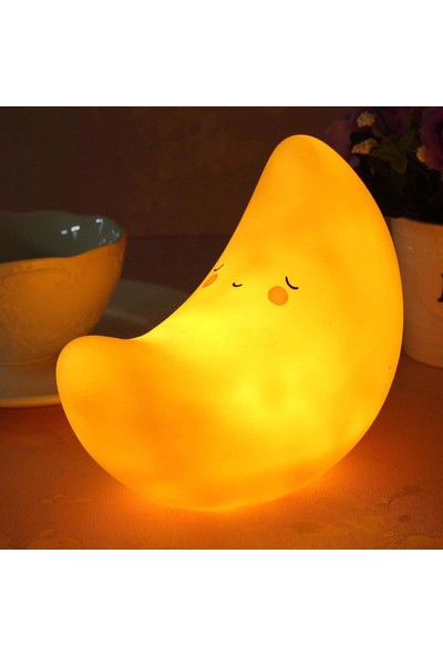 Rengarenk Shop Ay Silikon LED Gece Lambası Rengarenk Shop Ay Silikon LED Gece Lambası