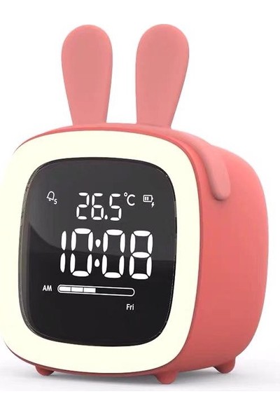 Rengarenk Shop Şarjlı Tv Gecelambalı Çalar Saat-Termometre