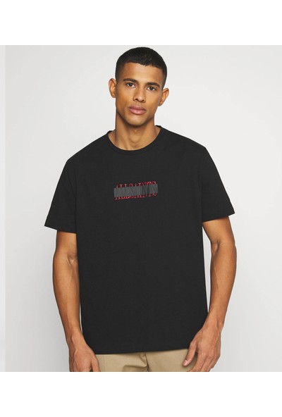 Allsaints Stamp Laminate Crew Siyah T-Shirt Allsaints Stamp Laminate Crew Siyah T-Shirt