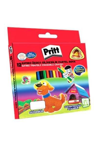 Pritt Jumbo Üçgen Silinebilir Pastel Boya 12 Renk