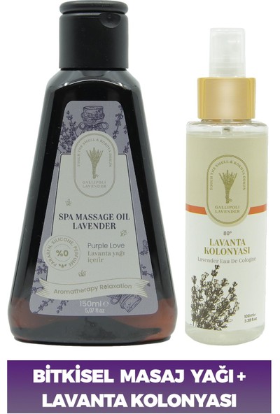 Dr. Lavender 150 ml Bitkisel Lavanta Masaj Yağı Terapi Yağ + 100 ml Sprey Lavanta Kolonyası 2'li Set Dr. Lavender 150 ml Bitkisel Lavanta Masaj Yağı Terapi Yağ + 100 ml Sprey Lavanta Kolonyası 2'li Set