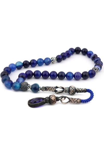 Pigado 1000 Ayar Gümüş Kazaz Püsküllü Lacivert Akik Doğaltaş Tesbih Pigado 1000 Ayar Gümüş Kazaz Püsküllü Lacivert Akik Doğaltaş Tesbih