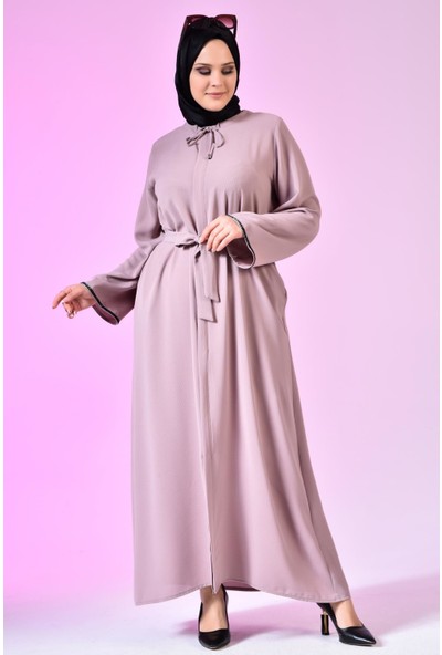 FERACE Kadın Tesettür Kolu Sim Şeritli Etamin Kumaş Kadın Büyük Beden Pardesü FERACE Kadın Tesettür Kolu Sim Şeritli Etamin Kumaş Kadın Büyük Beden Pardesü