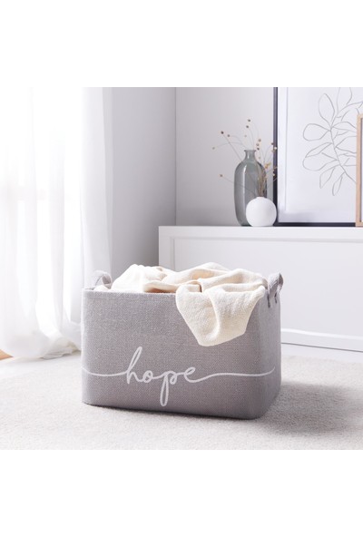 Ocean Home Gri Jüt Dikdörtgen Sepet //42X31X25