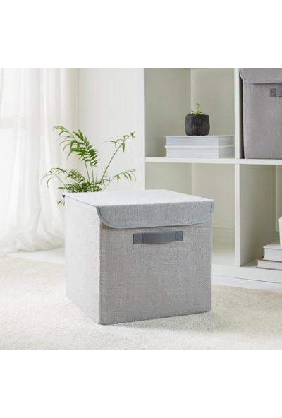 Ocean Home Gri Jüt Kapaklı Kutu // 30X30X30
