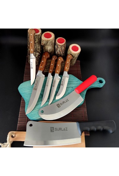 SürLaz Sürmene Bıçak Seti 7'li Et Bıçağı Kasap Bıçağı Satır Zırh SürLaz Sürmene Bıçak Seti 7'li Et Bıçağı Kasap Bıçağı Satır Zırh