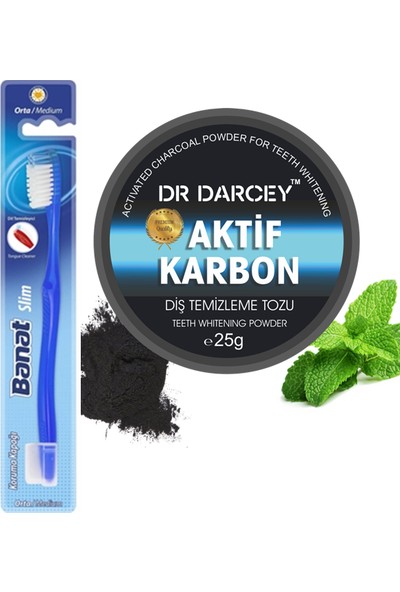 Dr Darcey Aktif Karbon Diş Temizleme Tozu 25 Gram + Banat Diş Fırçası Hediye Dr Darcey Aktif Karbon Diş Temizleme Tozu 25 Gram + Banat Diş Fırçası Hediye