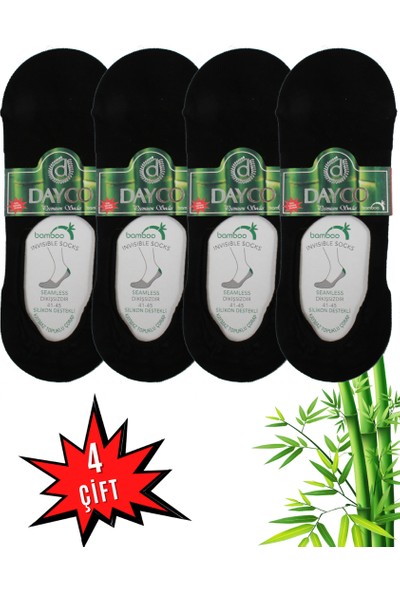 Dayco Erkek Bambu Premium Babet Çorap 4'lü Set Siyah