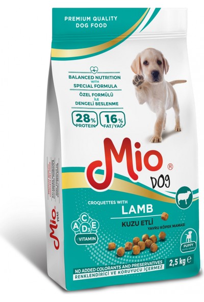Mio 2,5 kg - Kuzu Etli Yavru Köpek Maması Mio 2,5 kg - Kuzu Etli Yavru Köpek Maması