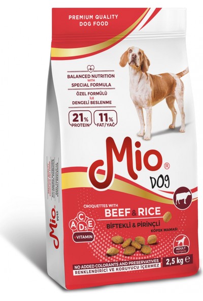 Mio 2,5 kg - Biftekli ve Pirinçli Yetişkin Köpek Maması