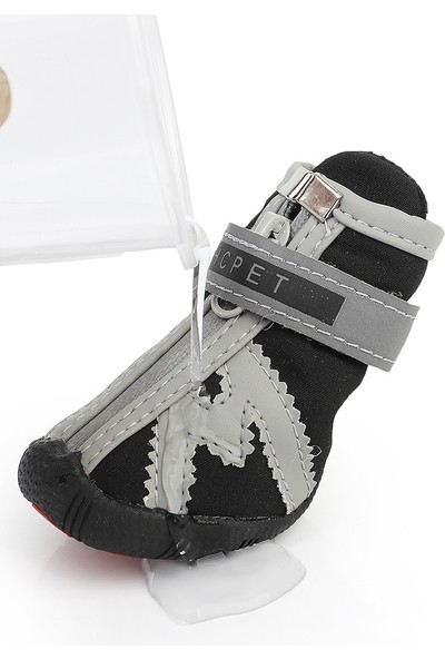 Şen Pati Şenpati Pet köpek Ayakkabısı Reflektörlü Cırtcırtlı Nefes Alabilen Su Geçirmez Siyah