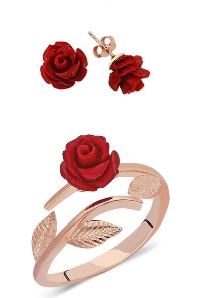 Pigado 925 Ayar Gümüş Ayarlanabilir Yüzük ve Küpe Seti