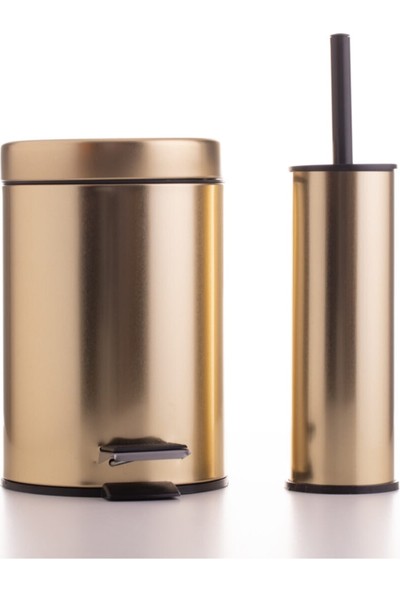 Cekinox Quality Altın Gold Banyo Seti (Çöp Kovası ve Klozet Fırça) Eco Cekinox Quality Altın Gold Banyo Seti (Çöp Kovası ve Klozet Fırça) Eco