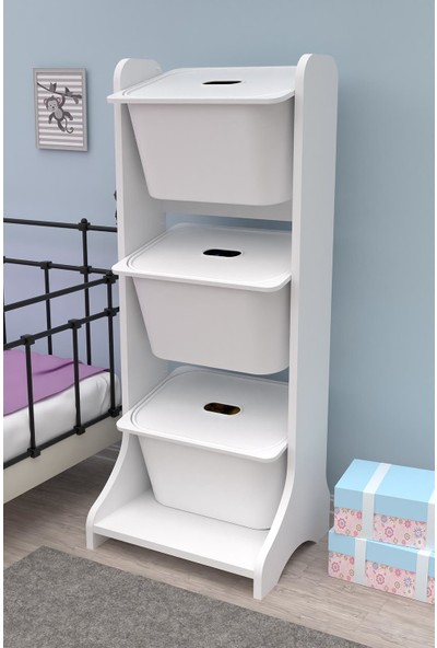 Pratico Çok Amaçlı Organizer 3 Sepetli Beyaz 107CM Pratico Çok Amaçlı Organizer 3 Sepetli Beyaz 107CM