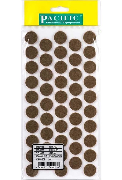 Pacific 20MM Yuvarlak Yapışkanlı Keçe Pacific 20MM Yuvarlak Yapışkanlı Keçe