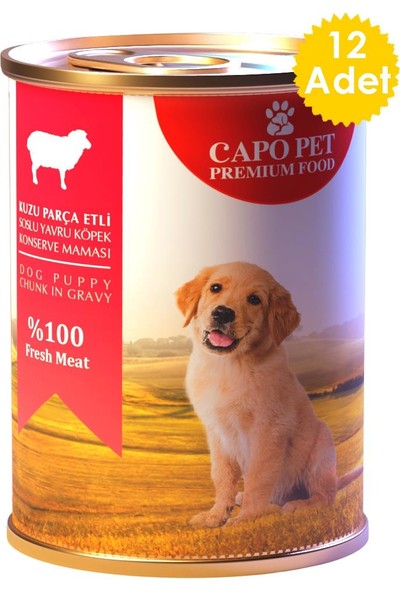 Capo Pet Food Kuzulu Parça Etli Soslu Yavru Köpek Konservesi 400 gr x 12 Capo Pet Food Kuzulu Parça Etli Soslu Yavru Köpek Konservesi 400 gr x 12