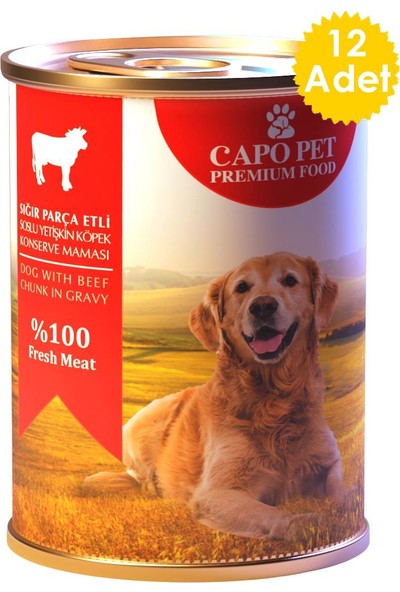 Capo Pet Food Sığır Parça Etli Soslu Yetişkin Köpek Konservesi 400 gr x 12 Capo Pet Food Sığır Parça Etli Soslu Yetişkin Köpek Konservesi 400 gr x 12