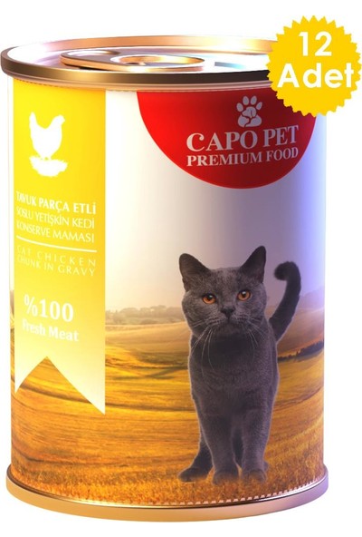 Capo Pet Food Tavuklu Parça Etli Soslu Yetişkin Kedi Konservesi 400 gr x 12 Capo Pet Food Tavuklu Parça Etli Soslu Yetişkin Kedi Konservesi 400 gr x 12
