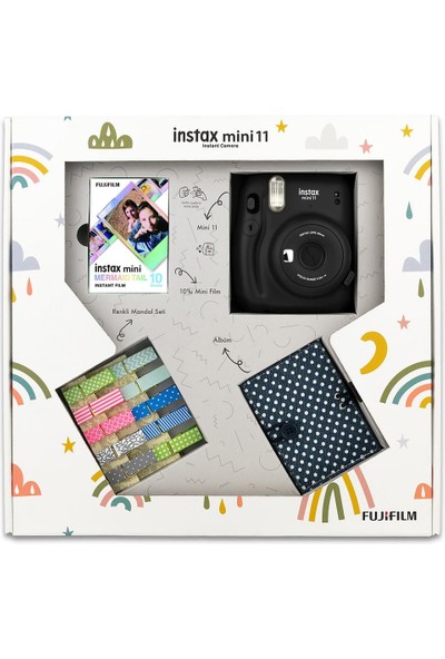 Fujifilm Instax Mini 11 Akordiyon Albüm ve Mandallı Siyah Box Fujifilm Instax Mini 11 Akordiyon Albüm ve Mandallı Siyah Box