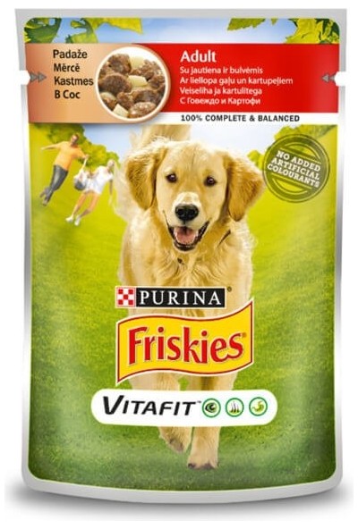 Friskies Adult Biftek ve Patatesli Pouch Yetişkin Köpek Konservesi 100 gr Friskies Adult Biftek ve Patatesli Pouch Yetişkin Köpek Konservesi 100 gr