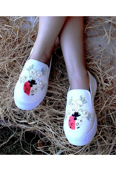 Sonex Kız Çocuk Beyaz Ön Kısmı Desenli Babet Günlük Ayakkabı